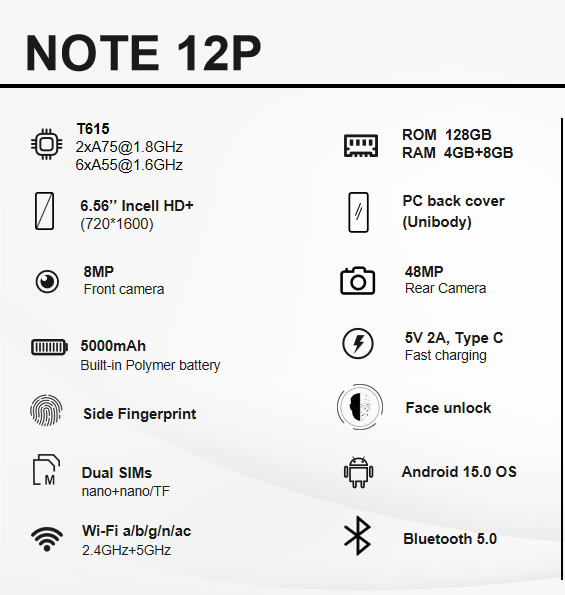 Invens NOTE 12P 4G Smartphone B2B Phone Supplier - Custom smartphones